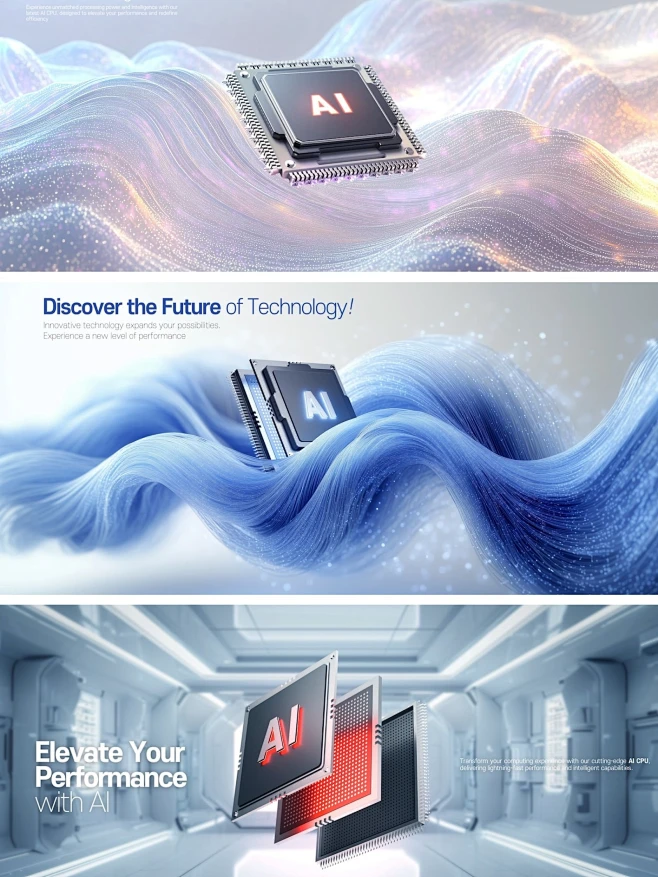 AI computing power intelligent chip technology 15款3D未来科幻AI算力智能芯片科技峰会论坛 ...