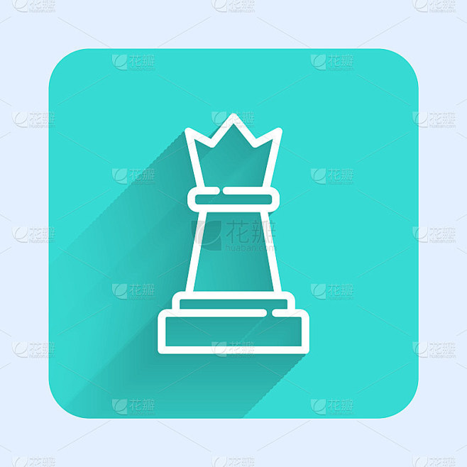White line Chess icon isolated with long shadow. B