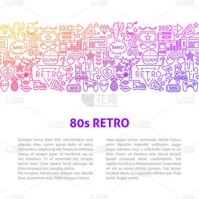 80s Retro Line Design Template