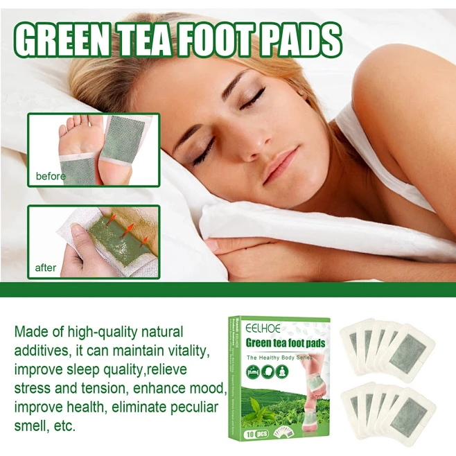 [Relieve Stress]Green Tea Foot Patch Not Kinoki Cleansing Detox Foot ...