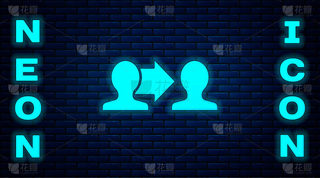 Glowing neon Project team base icon isolated on br