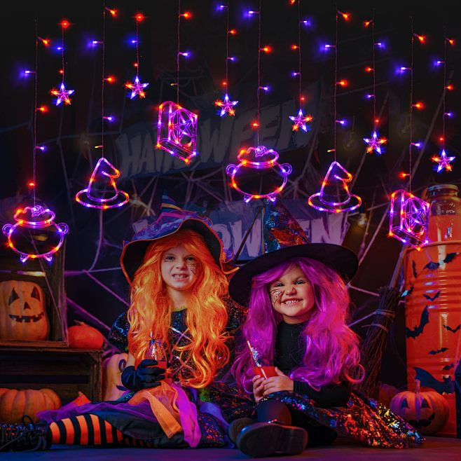 LOLStar Halloween String Lights, Halloween Window Decorations Orange ...