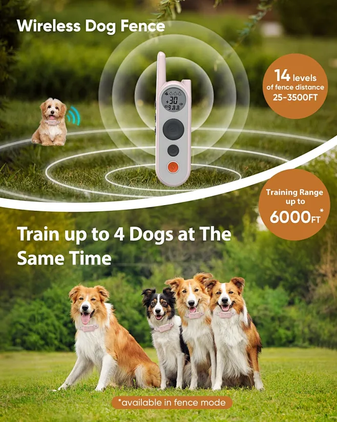 Amazon.com : Htcuto Wireless Dog Fence System for 2 Dogs 856 Acre ...