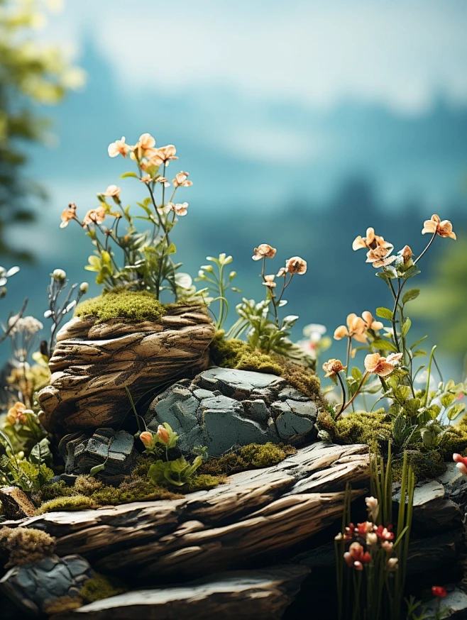 Empty background product photography, forest style, blue sky, sunlight ...
