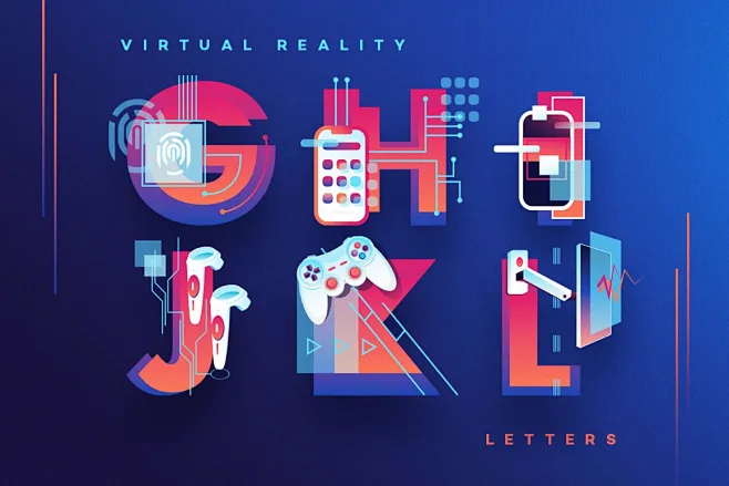 VR Icons and Typography -Virtual Reality Graphics set - Polar Vectors-花瓣网