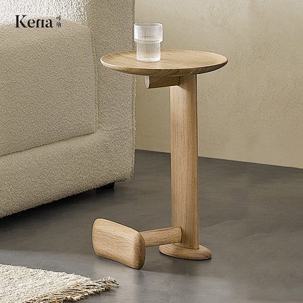 kena可纳/自然风欧洲原木色白橡木边几实木小圆几简约沙发角几P