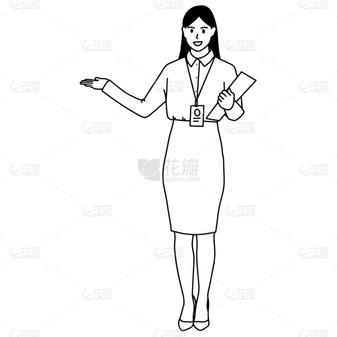 手绘-简笔画职业人物贴纸-销售