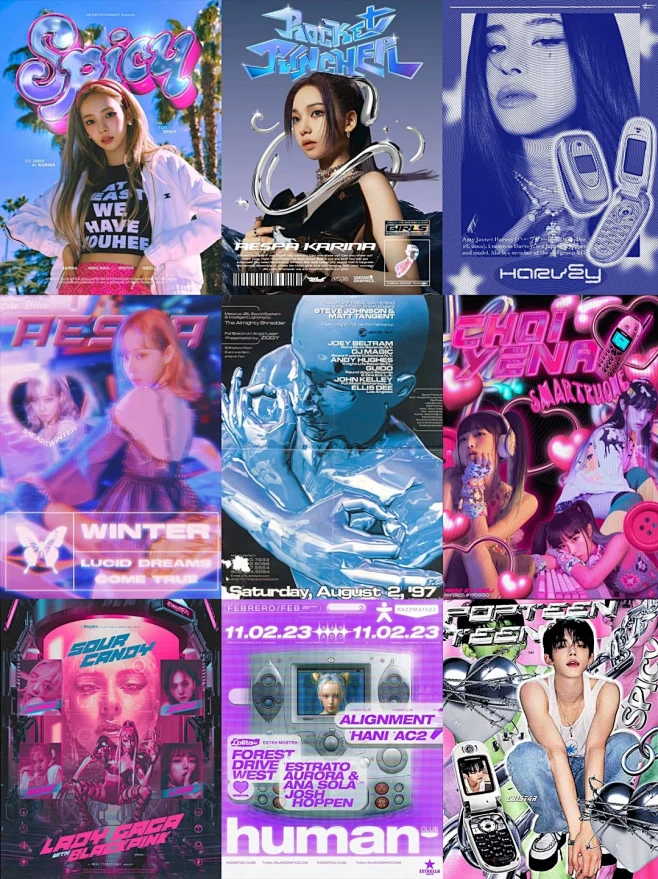 Y2K风格海报分享｜来自千禧年的呼唤 - 小红书-花瓣网