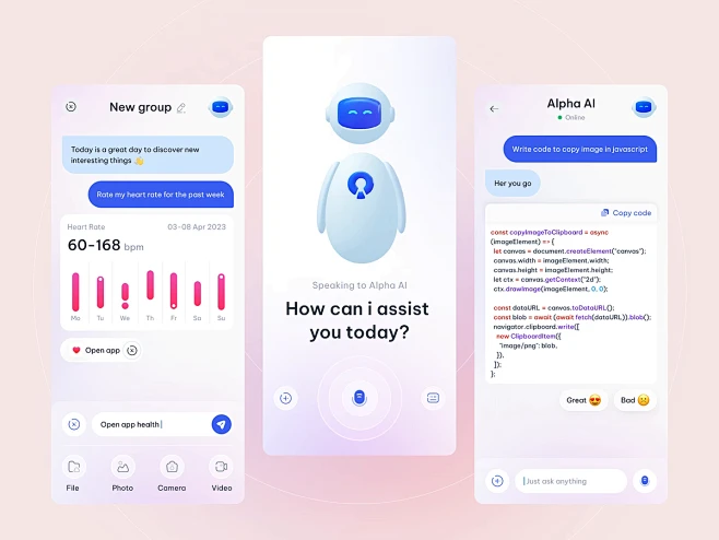 Bot chat AI Mobile app 3danimation animation chat ai design idea design ...