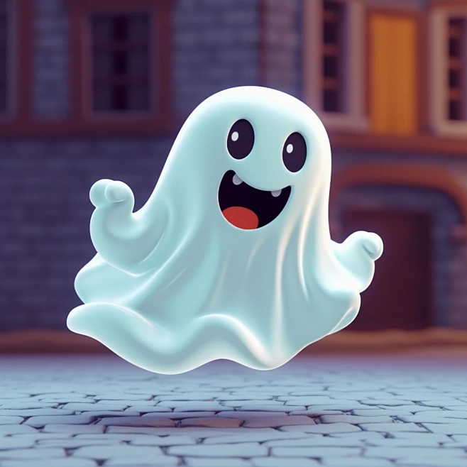 Cute happy ghost Animation.Running.smile.-花瓣网