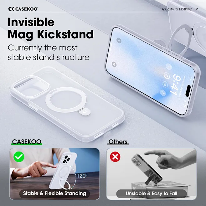 Amazon.com: CASEKOO Genuine Official Magnetic Ring Stand for iPhone 15 ...