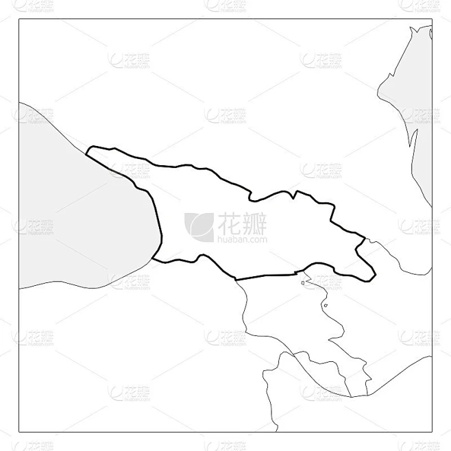 格鲁吉亚地图以黑色粗线标出邻国的轮廓素材-花瓣网