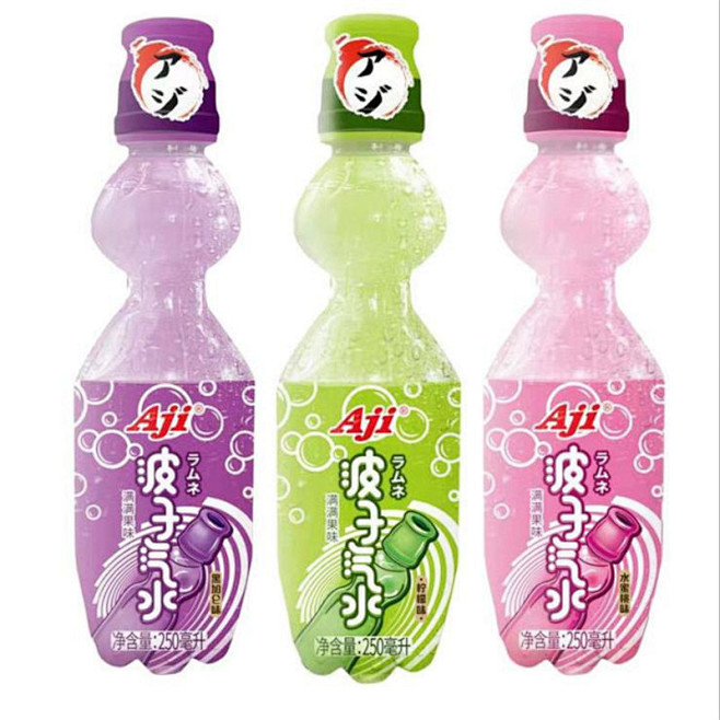 AJI 日式波子汽水 黑加仑柠檬果味碳酸饮料夏日饮品弹珠汽水250ml-淘宝网