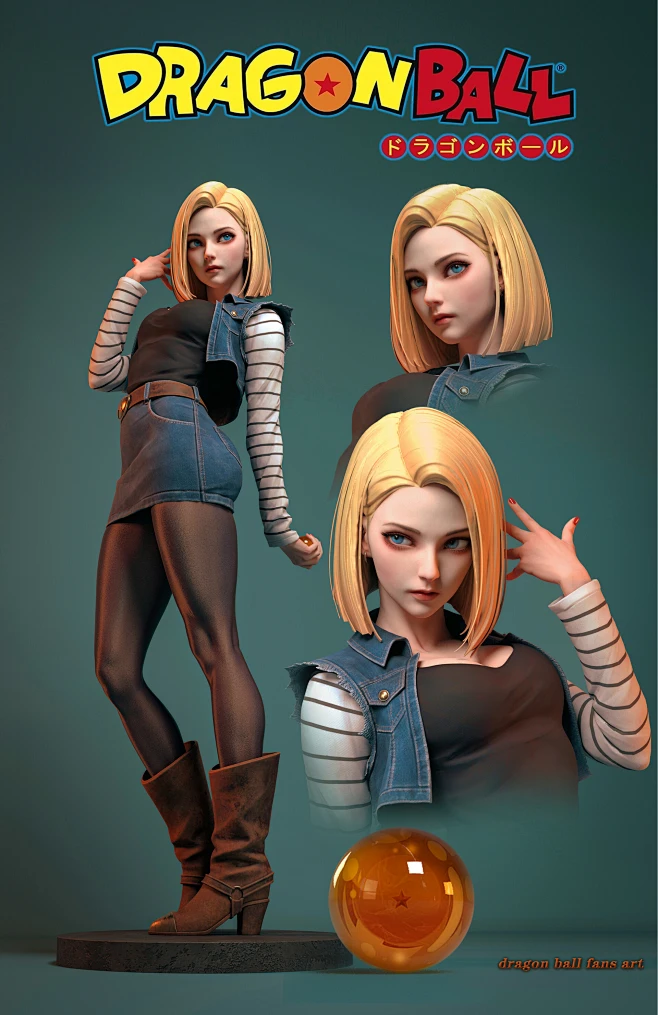 Android18# 3D sketch - DragonBall Fan Art-花瓣网