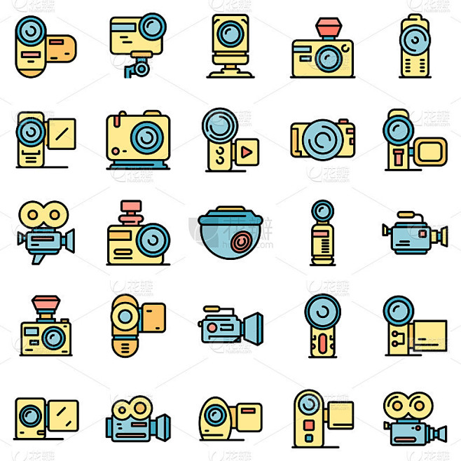 Camcorder icons set vector flat