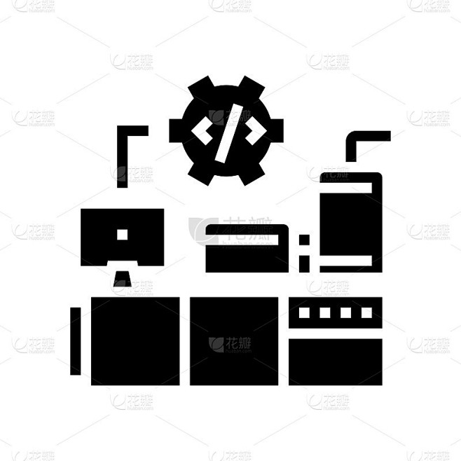 工业设备调试字形图标矢量插图