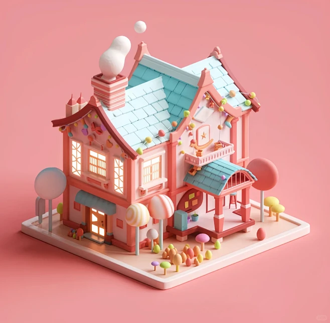 C4D建模‖梦幻糖果小屋