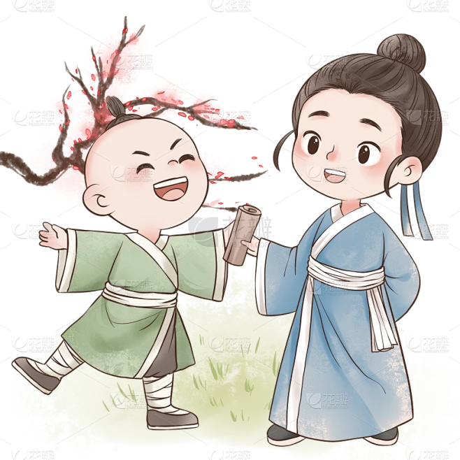 可爱儿童玩耍读书元素素材-花瓣网