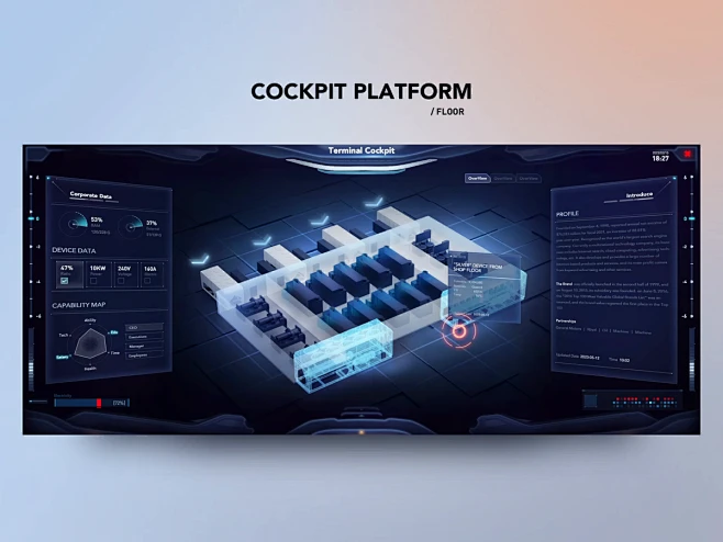 Cockpit Platform x FUI 3D动画搅拌机数据可视化工厂fui hud界面技术ui uiux ux可视化网站-花瓣网