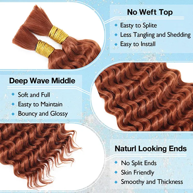 Amazon.com : Eacia 18 Inch Deep Wave Bulk Hair for Braiding 2 Bundles ...