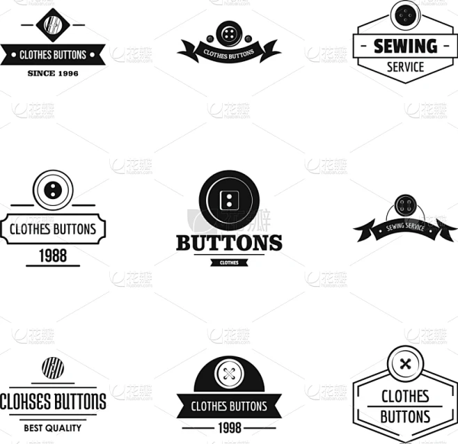 button production logo set simple style素材-花瓣网