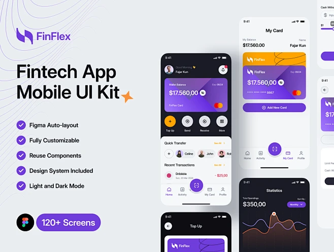 FinFlex - Finance App Mobile UI Kits — Figma Resources on UI8-花瓣网