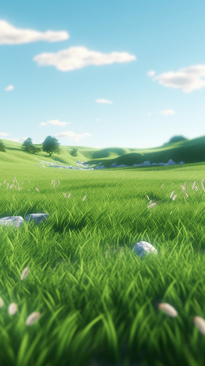 Green field, simple and clean background, C4D Octane rendering 8k-花瓣网
