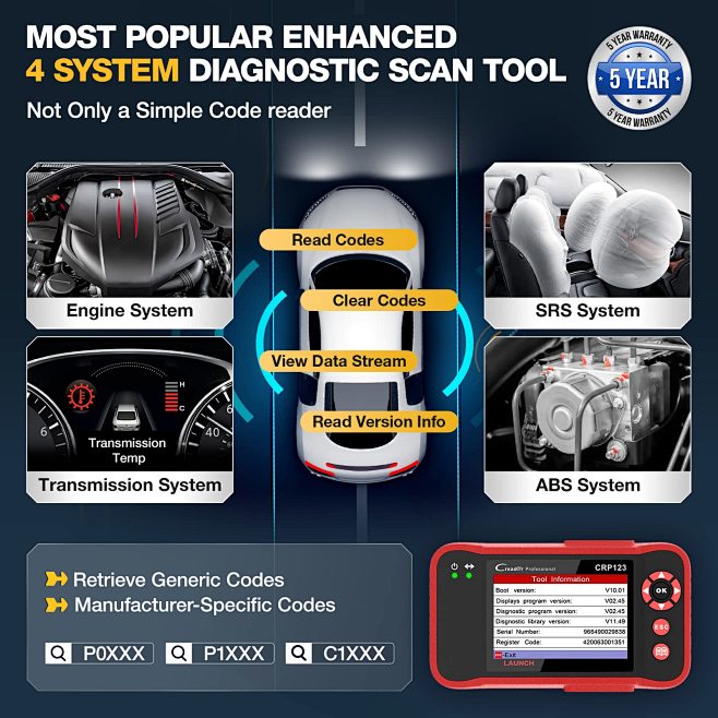 Amazon.com: LAUNCH OBD2 Scanner CRP123 Elite - 2023 Newest Model Engine ...