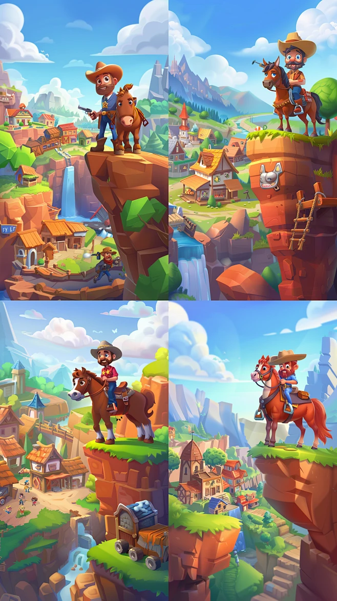 curry193617_A_hunter_riding_a_horse_and_wearing_a_cowboy_suit_w ...