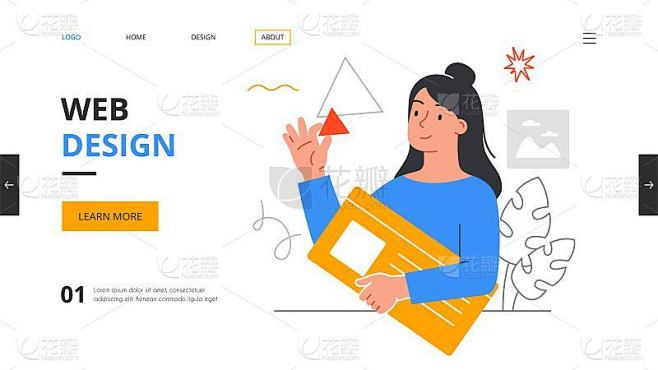 一个年轻漂亮的女孩正在发展的网页设计师