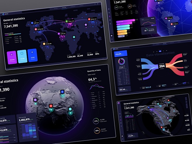 Unique templates Visualization data on the map and locations logo serv