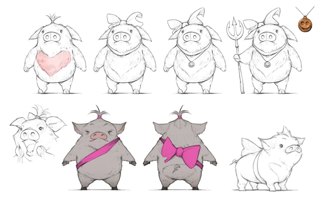 Pig character design-花瓣网