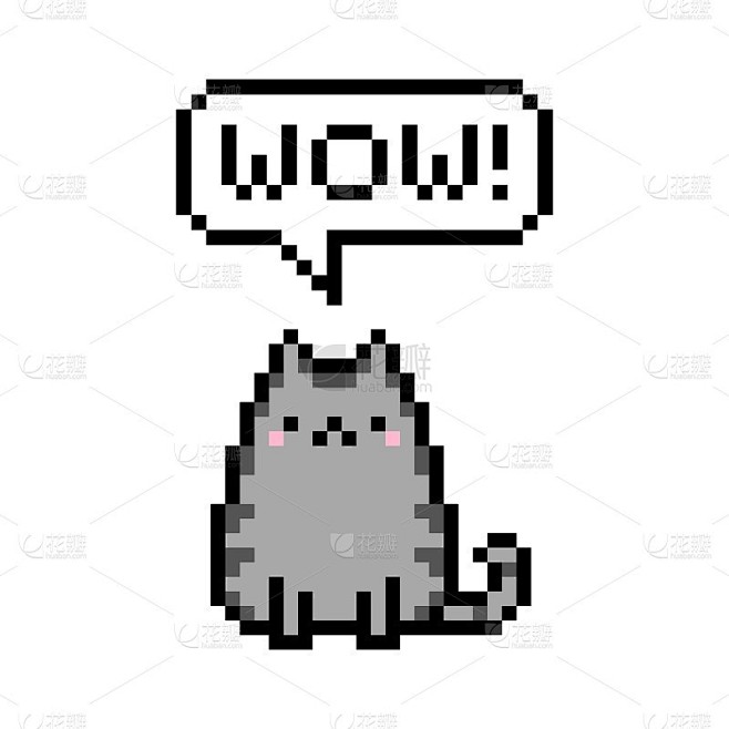 Pixel art 8-bit cute kitten domestic pet pixel say