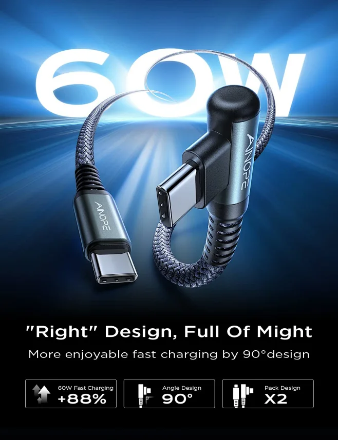 Amazon.com: AINOPE 60W USB C to USB C Cable 4-Pack Type C to Type C ...