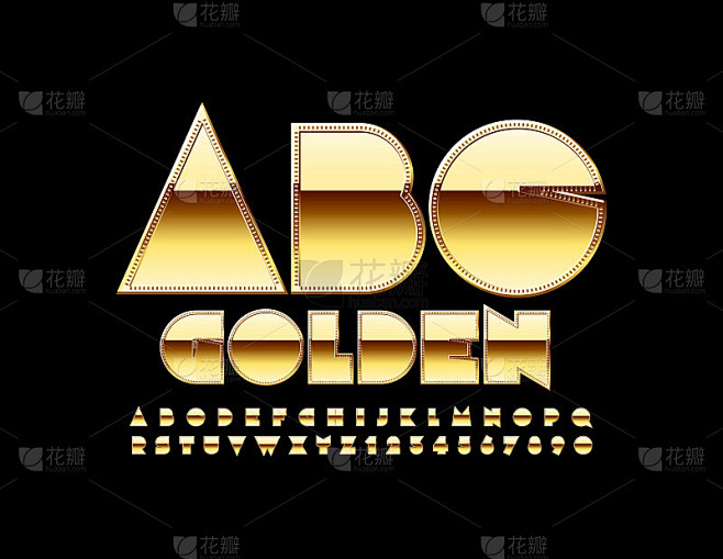 Vector creative Golden Alphabet. Beautiful Upperca