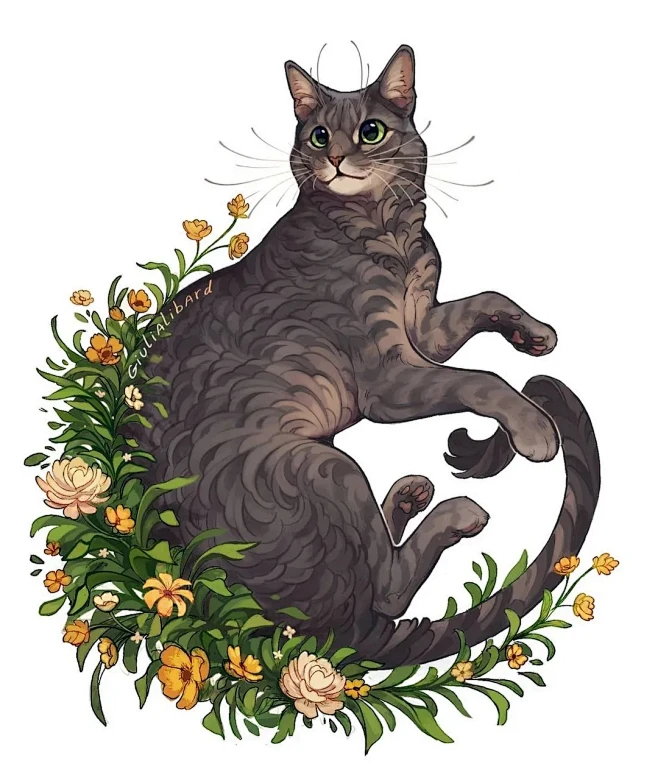 Giulialibard 作品的主题大多是猫狗狮虎等等动物，灵动飘逸的体态，还有对毛发的独特画法，给人软绵蓬松的感觉。-花瓣网