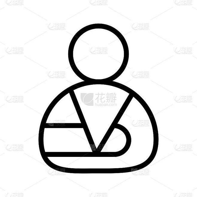 骨折患者的图标在线条设计风格。