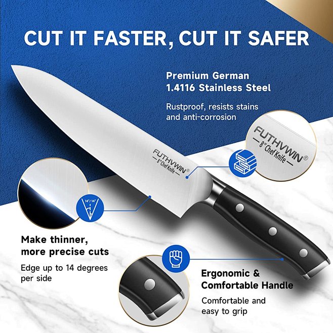 Amazon.com: FUTHVWIN Chef Knife Set Ultra Sharp Kitchen Knives 3 PCS ...