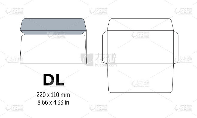 信封DL模板为a4, a5纸，带裁线
