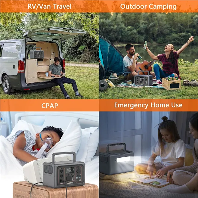 Amazon.com : ALLWEI LiFePO4 Portable Power Station 500W(Peak 1000W), 512Wh Solar Generator with ...