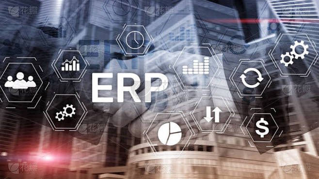 ERP系统，背景模糊的企业资源规划。业务自动化和创新概念.