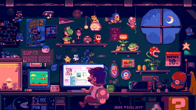 8bit Fan Art mario pixel Pixel art pixel jeff-花瓣网