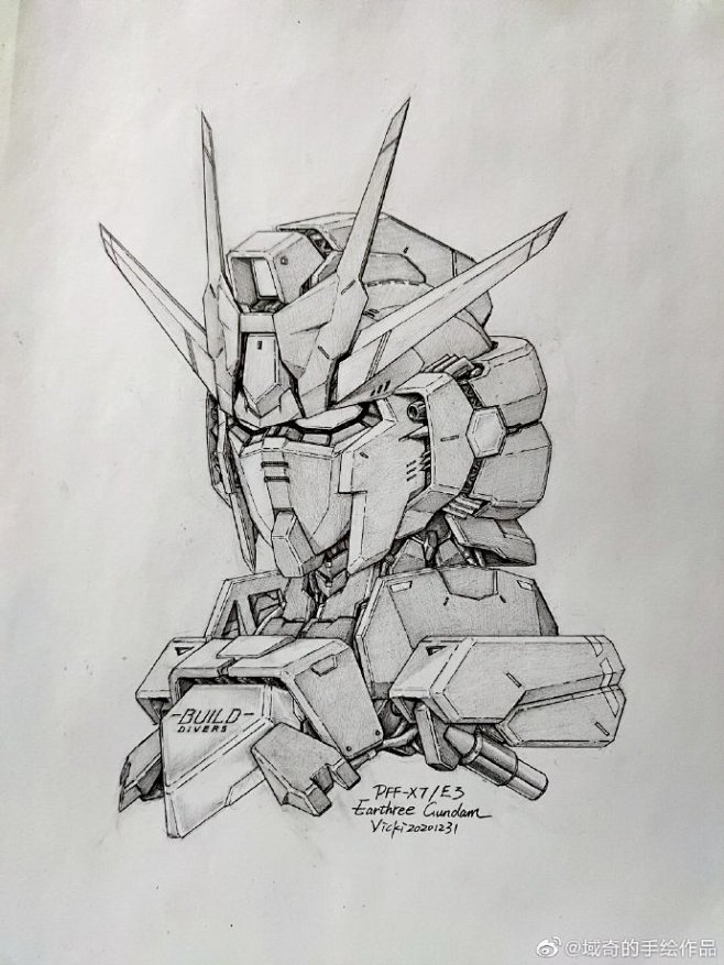 #域奇作品#元旦快乐！新画《Gundam Build Divers Re:RISE》PFF-X7/E3，Earthree Gundam，地球三 ...