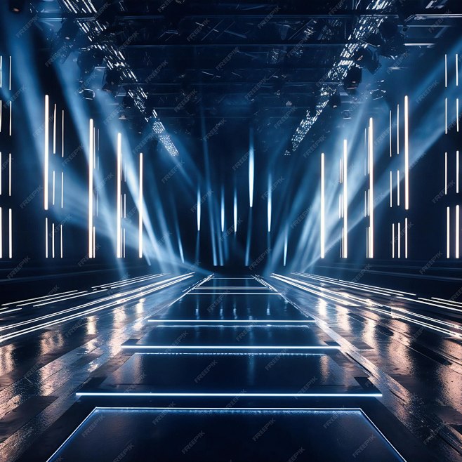 空荡荡的舞台，光线众多