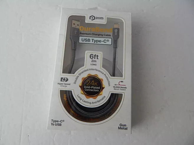 POM DuraBend Premium USB Type-C Cable 6 Feet Gun Metal New - Picture 1 ...