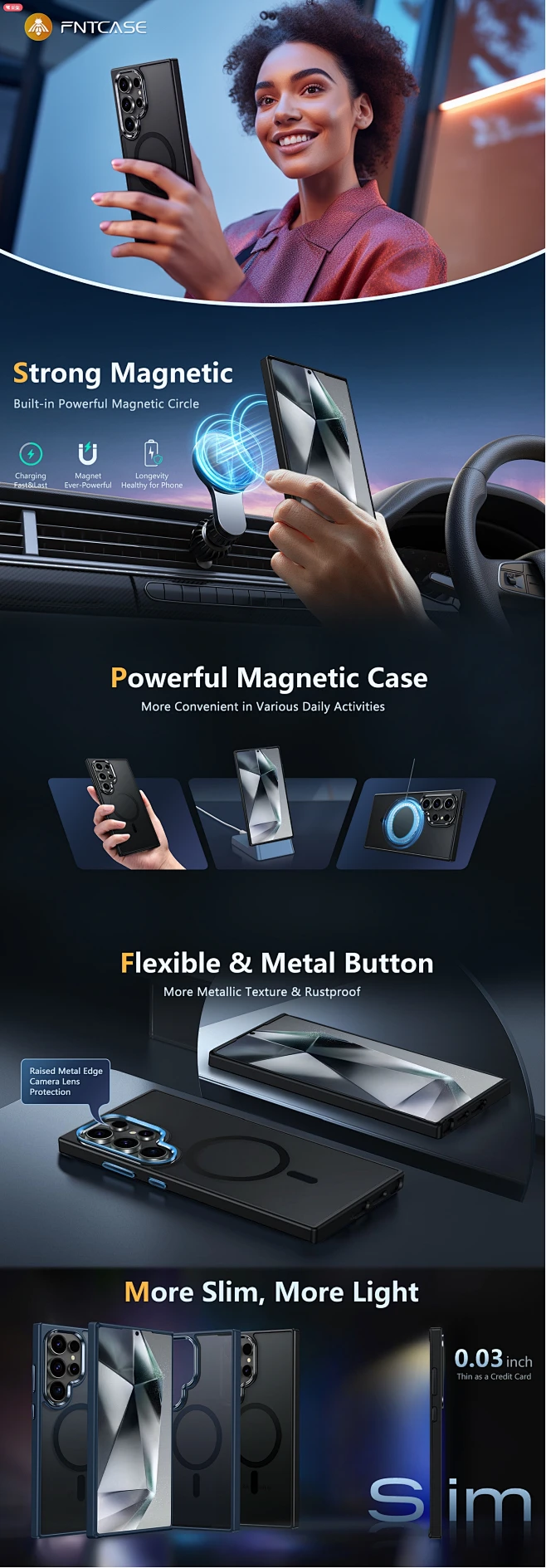 Amazon.com: FNTCASE for Samsung Galaxy S24-Ultra Case: Magnetic Matte ...