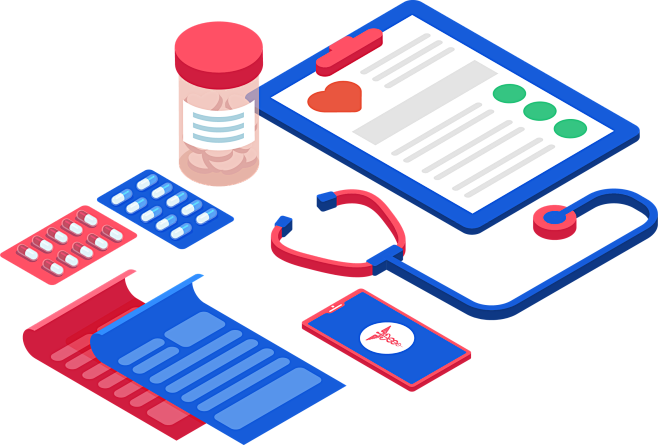 医疗2.5D png 药品 药丸胶囊 药瓶 听诊器 病历