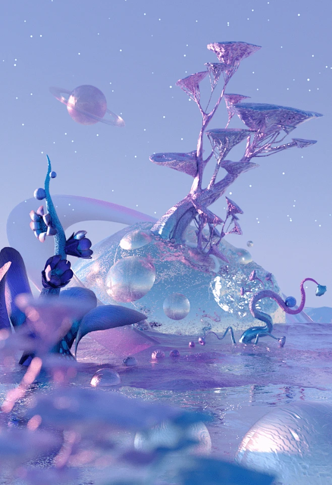 3d art art c4d dream planet purple-花瓣网