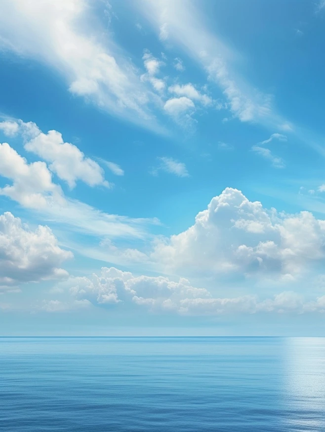 Sea salt sky with white clouds, layers, gradient blue background, ultra ...