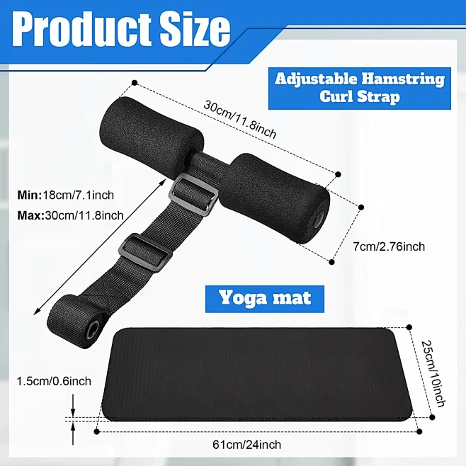 Amazon.com: Nordic Hamstring Curl Strap and Non Slip Yoga Mat Nordic ...